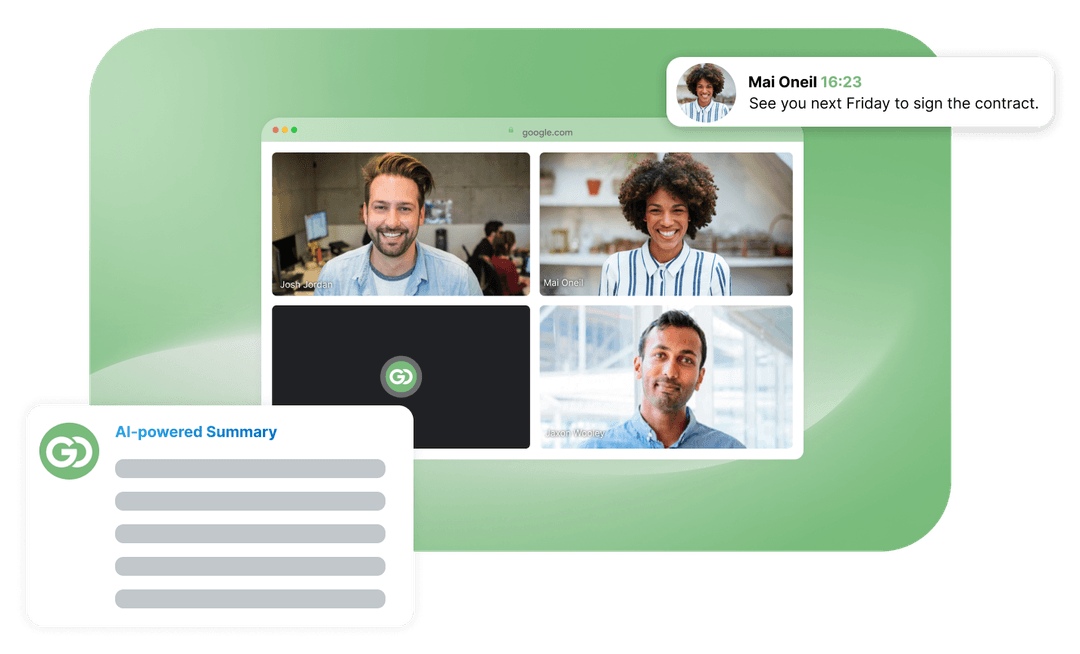 Goelo, Meeting to Salesforce in 58 seconds.