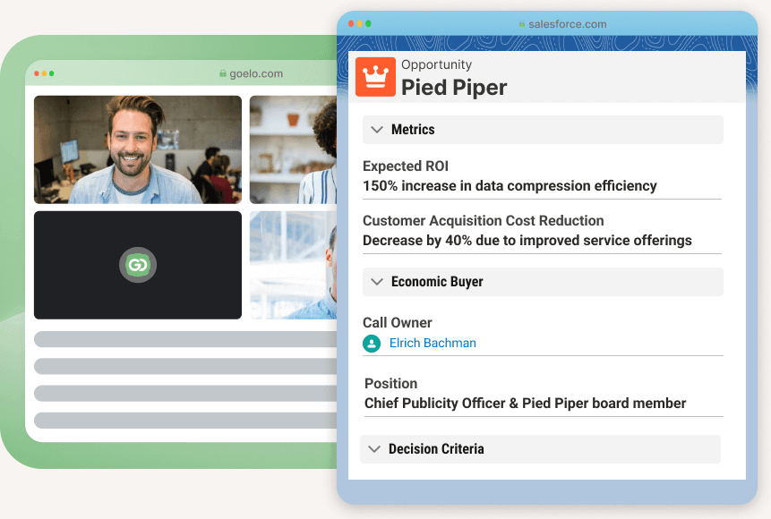 Goelo, Meeting to Salesforce in 58 seconds.